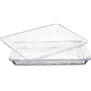 Plasticpro Plastic Serving Trays - Serving Platters Rectangle 9X13 Disposable Party Dish Crystal Clear Pack of 4