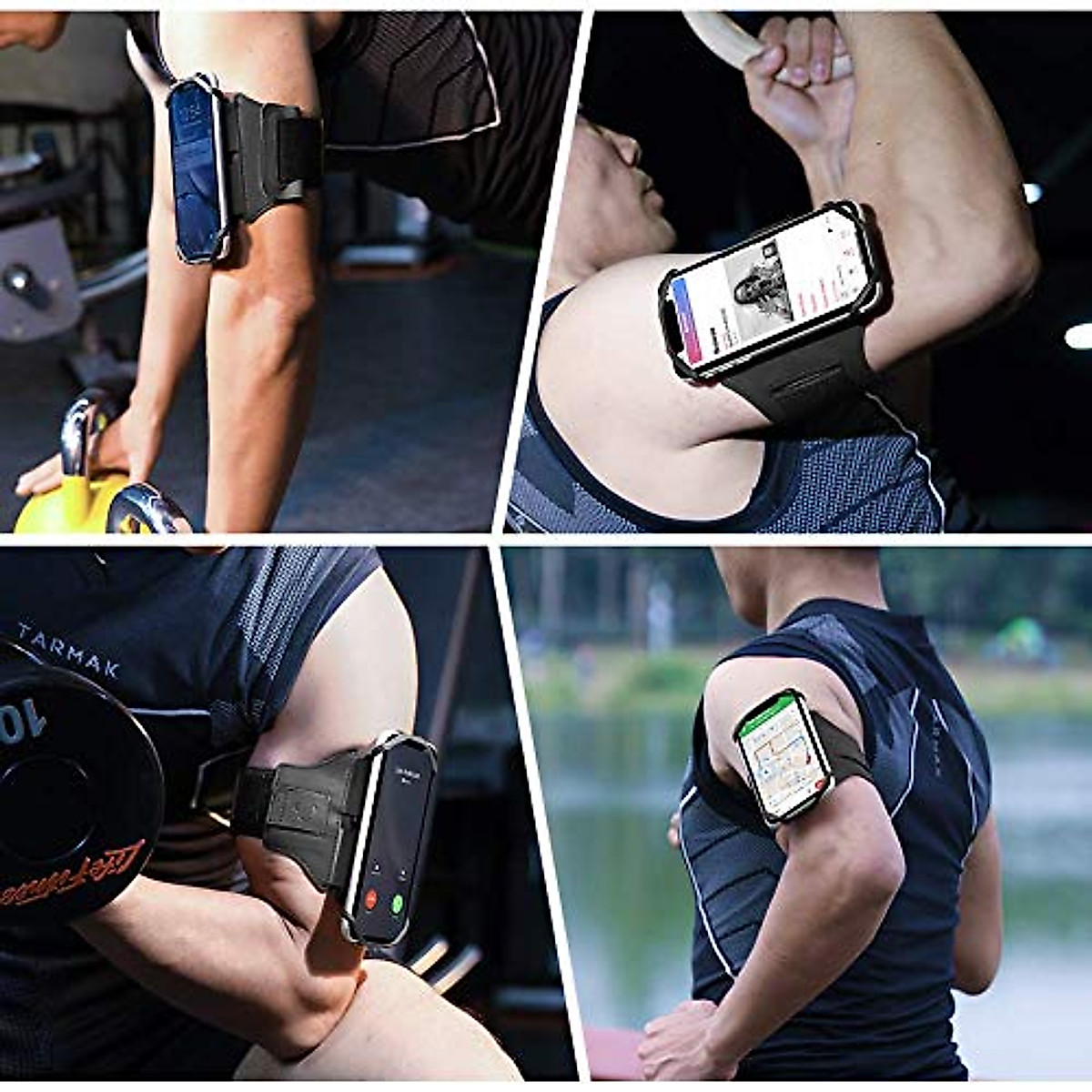 VUP Running Armband 360°Rotatable for iPhone 14/13/Pro Max/Pro/Mini/12/11/SE/Xs/XR/X/8/7/Plus, Fits All 4-6.7 Inch Smartphones, with Key Holder Phone Armband for Running Hiking Biking (Black)