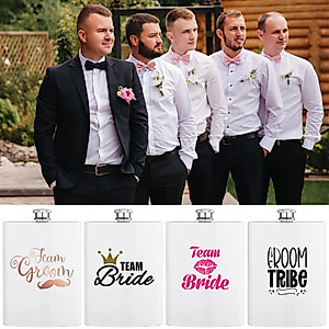 Remerry 4 Pcs Sublimation Flasks Blank 8 oz Hip Flasks for Liquor with Metal Cap and Leakproof Funnel Stainless Steel Flasks for Men DIY Craft Groomsmen Gifts Flask Containers for Christmas Wedding