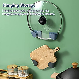 Jebmeray Pot Lid Holder, Wall Mount Pot Lid Organizer, Adjustable Wall Mount Pot Lid Rack, Pan Organizer for Kitchen,Save More Space and Freely Adjustable Size(4PCS)
