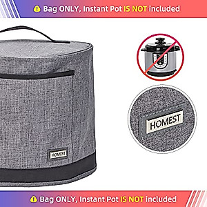 HOMEST Dust Cover with Pockets for Instant Pot 6 Quart, Insulated Pressure Cooker Cover with Easy to Clean Lining, Grey