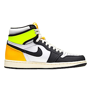 Jordan Men's 1 Retro High OG Volt Gold White/Black-Volt (555088 118) - 14