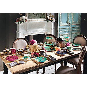 Portmeirion Sara Miller London Chelsea 3 Tier Cake Stand | Green Tiered Dessert Stand for Serving Pastries, Cupcakes, and More | Made from Fine China with Gold Detail | Handwash Only