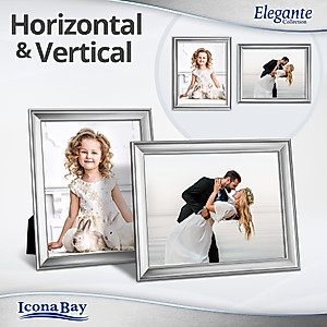Icona Bay 11x14 Silver Picture Frame, Contemporary Photo Frame 11 x 14, Wall Mount or Table Top, Elegante Collection
