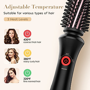 WEEYUM Brush Curling Irons for Short Hair 1 Inch Barrel, Dual Volatge Curling Iron with Brush for Travel, 3 Temperature Settings Curling Brush Iron with Ceramic Tourmaline