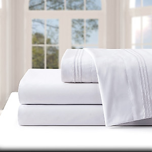 Manyshofu Extra Deep Pocket Queen Sheet Sets - Hotel Luxury 1800 Thread Count Sheets & Pillowcases - Microfiber Bedding Set up to 24" Mattress - Pure White Bed Sheets 18-24 Inch Deep Pockets - 4 Piece