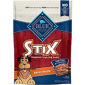 Aurora Pet Bundle Pack (3) Blue Buffalo Blue Stix Bacon Recipe Pepperoni-Style Dog Treats (5-oz Bags) with AuroraPet Wipes