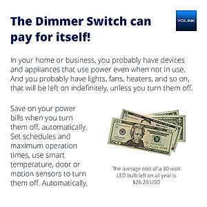 Wall Switch, YoLink 1/4 Mile Super Long Range Smart Light Switch Single Pole 10A in-Wall Switch Compatible with Alexa Google Assistant Home IFTTT, ETL Listed, Neutral Wire Needed, YoLink Hub Required