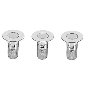 Homoyoyo 3pcs Leaking Plug Floor Drain Strainer Wash Basin Drain Filter Kitchen Sink Stopper Sink Filter Basket Shower Bathtub Strainer Push Type Basin Filter Washbasin Plug Silver Abs