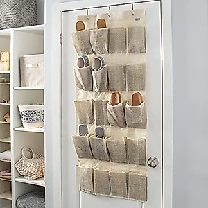 Simplify Over the door 20 pocket shoe organizer in Faux Jute