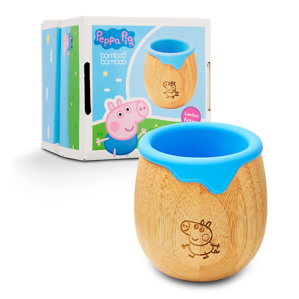 Peppa Pig Toddler Cup for Kids – 150ml Bamboo Cup for Baby with Silicone Liner | Transition Sippy Cup | Snack Cup | Ideal for Baby-Led Weaning | Promotes Drinking and Oral Motor Skills