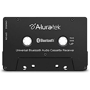 Aluratek Universal Bluetooth Audio Cassette Receiver, Built-in Rechargeable Battery, Up to 8 Hours Playtime, Audio Receiving up to 33 Feet