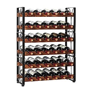 X-cosrack Stackable Rustic 36 Bottle Wine Rack, Freestanding Floor Wine Holder Stand Can Used Separate or Stacked 6 Tier Wobble-Free Wine Display Storage Shelf for Kitchen 24.5''L x 8.6''W x 33.4''H