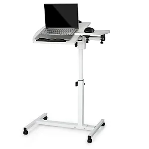 MoNiBloom Mobile Laptop Desk 75° Tiltable Height Adjustable Rolling Laptop Sofa Bed Side Table Couch Computer Desk Stand with Wheels for Home Office Classroom, White