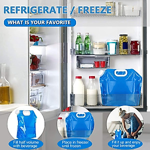 Hakkin Collapsible Water Container Bag 4 Pcs 10L/(2.6 Gallon), No-Leak Freezable Portable BPA Free Food Grade Plastic Storage Jug for Camping, Hiking, Travel, Emergency Survival Kit Bonus 2 Pcs Caps