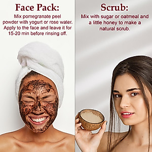 minature Pomegranate Peel Powder (Punica granatum) | 100% Pure and Natural | 227g(8oz) (1/2 lb) | Non-GMO | Rich in anti-oxidants and Vitamin C| Skin and Hair Mask | Resealable Zip Lock Pouch