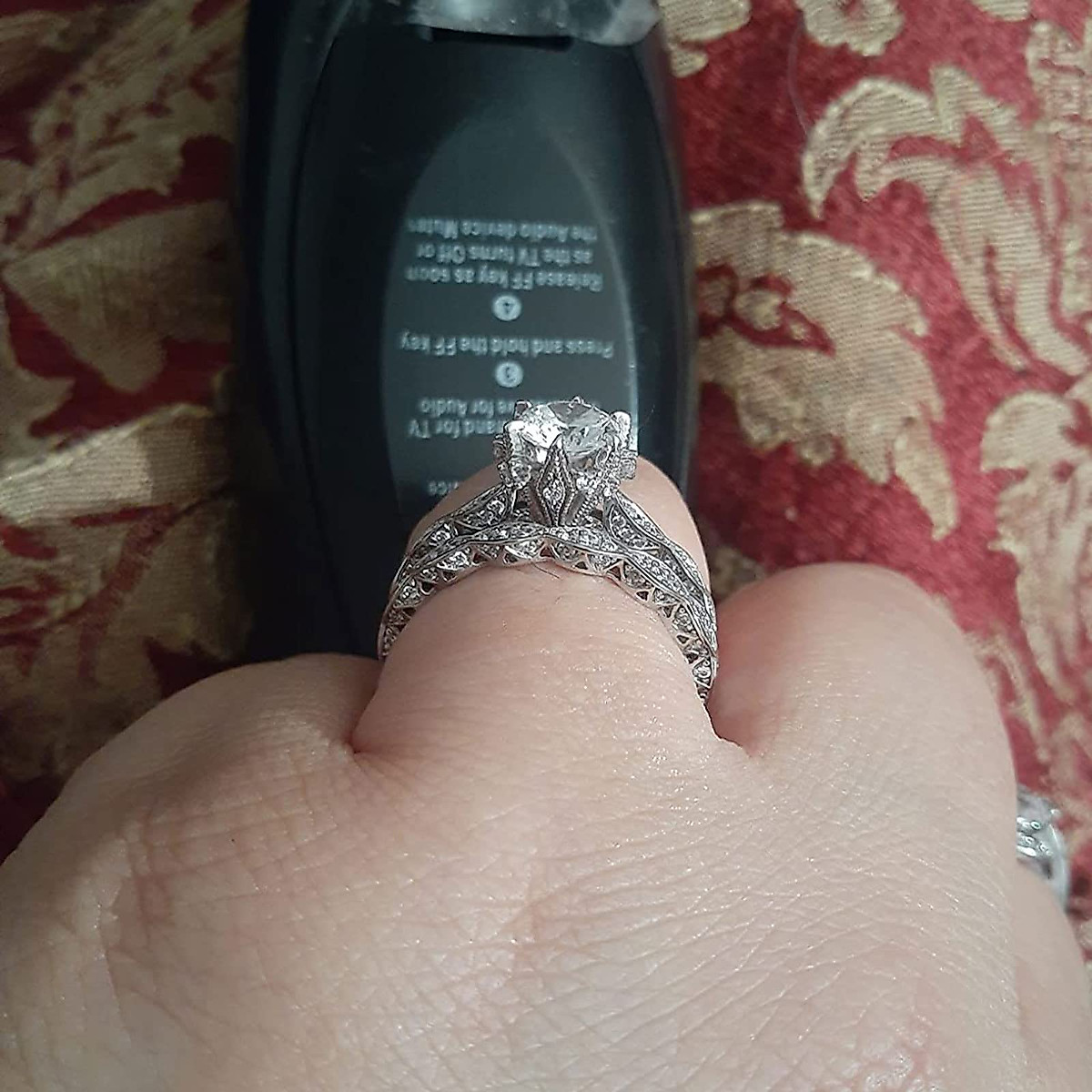 Wuziwen 4Ct Womens Wedding Ring Sets Cubic Zirconia CZ Sterling Silver Wedding Sets for Women Size 7