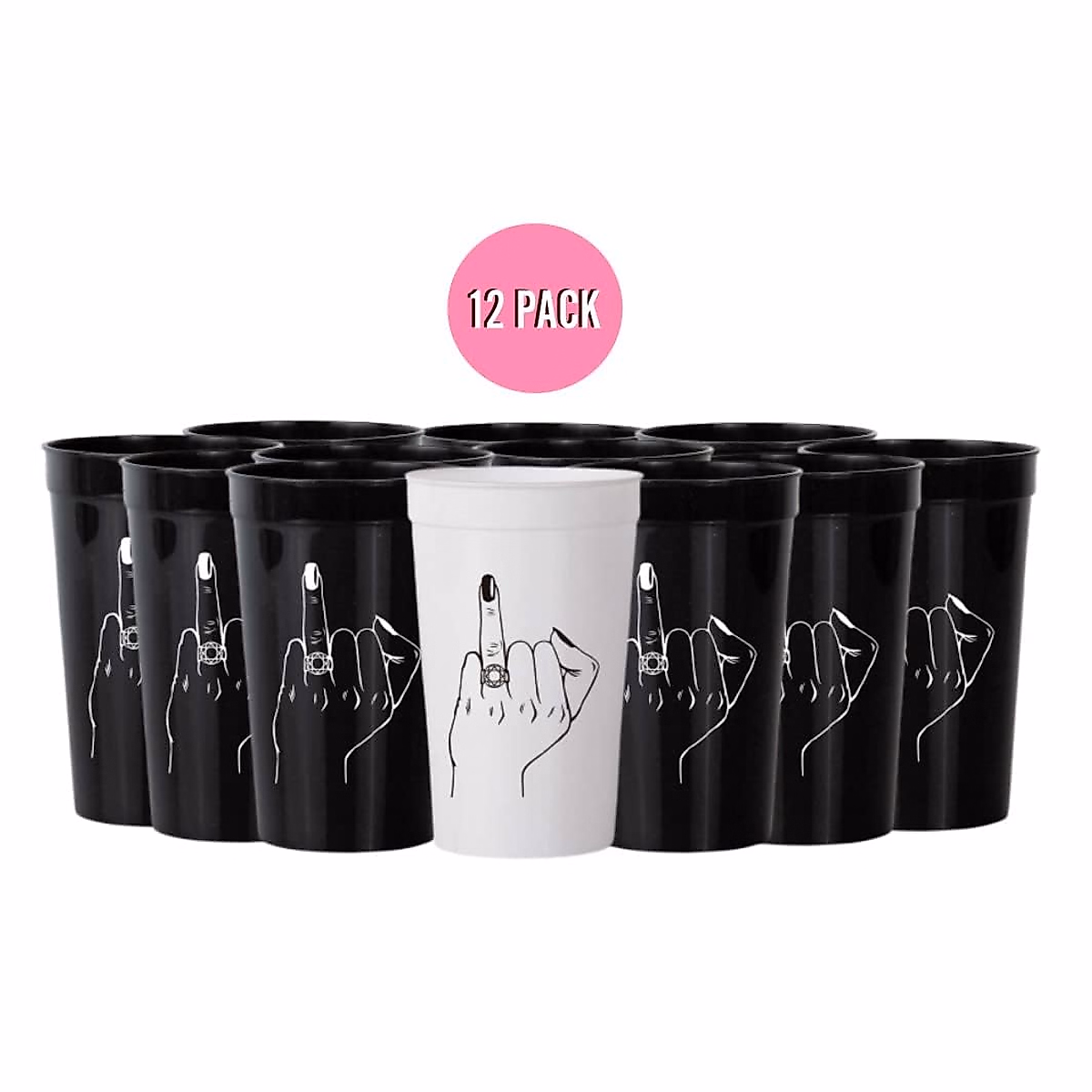 Bach Bride Bachelorette Party Decorations Ring Finger Reusable Cups - 12 Stadium Cups | Bridal Shower Gift, Bridesmaid Favors