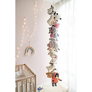 Mkono Stuffed Animal Storage Metal Toy Chain Hanging Stuff Toy Display Organizer Holder Simple Kids Toys Chain with 20 Clips Stuff Animals Hanger for Nursery Play Room Kid Room, 2 Pieces