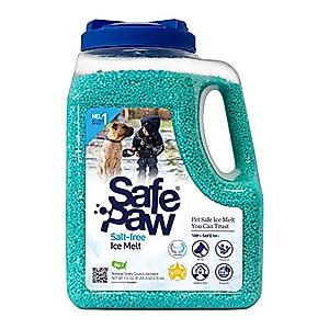 Safe Paw, Dog/Child/Plant Pet Safe Ice Melt with Traction Agent, 8lb, 100% Salt-Free/Chloride-Free, Non-Toxic, No Concrete Damage, Fast Acting, Lasts 3X Longer
