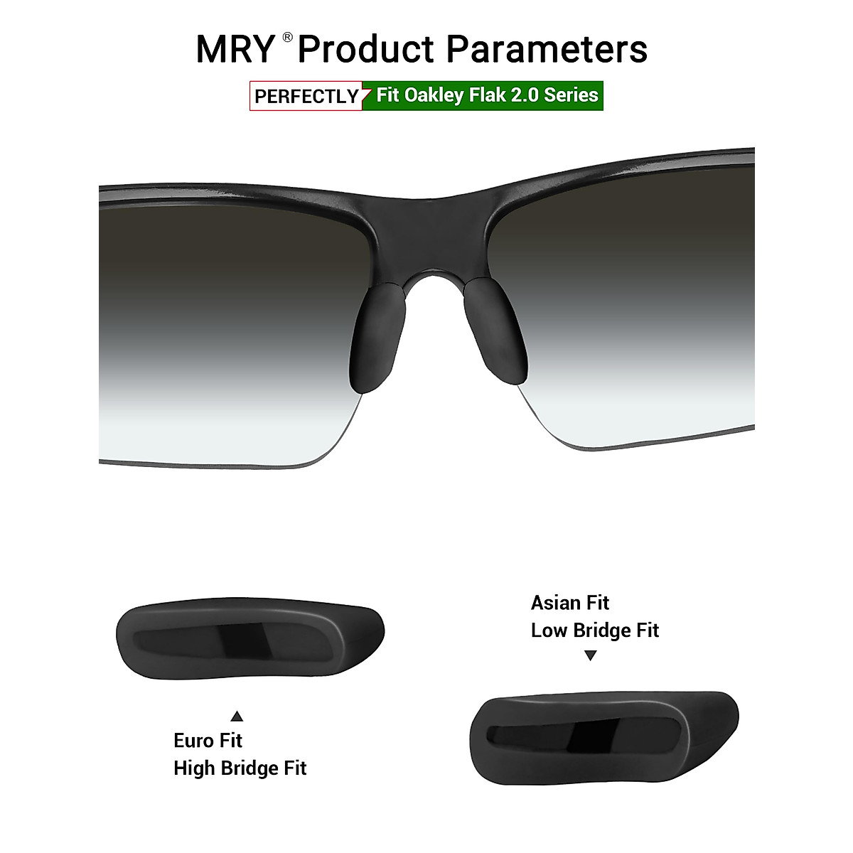 Mryok Replacement Nose Piece Nose Pads for Oakley Flak 2.0/Flak Jacket/Half Jacket/Half Jacket 2.0/Fast Jacket Sunglass - Black