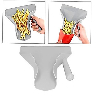 Multipurpose Scooper: Gray French Fry Scoop Chip Popcorn Bagger & Ice Candy Desserts Scoop – Commercial Fry Bagger with Right Handle for Snacks and More