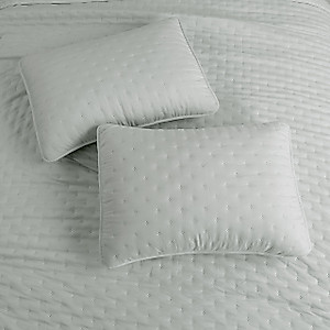 ROARINGWILD Twin Size Quilt Bedding Sets with Pillow Sham, Sage Green Lightweight Soft Bedspread Coverlet, Quilted Blanket Thin Comforter Bed Cover, All Season, 2 Pieces, 68x90 inches