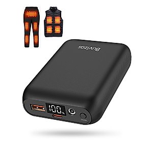 Buvizas 7.4V 16000mAh Heated Vest Battery Pack, Rechargeable Battery Pack for Heated Vest with DC and USB Output Ports, LED Display Portable Power Bank for Heated Vest,Jacket,Pants(No Ororo)