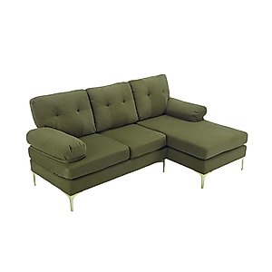 SZLIZCCC Modern Sofa Couch L-Shaped Sofas, Convertible Sleeper Sofa, Living Room Chaise Longue, Living Room Bedroom Home Office Combination Sofa(80" L Grenn)