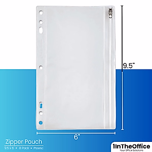 1InTheOffice Clear Pencil Pouch, Pencil Pouch for 3 Ring Binder, Zippered, Vinyl, 8 Pack
