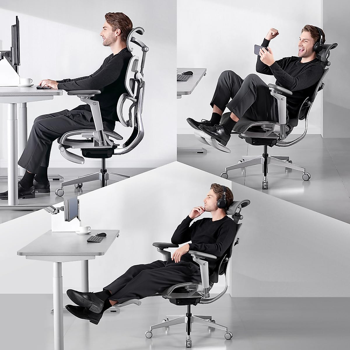 HINOMI X1 Ergonomic Office Chair with Foot Rest - Comfortable Computer Chair, Home Office Desk Chair with Lumbar Support, Comfy Mesh Office Chair, Gaming Chair for Adults (Black, Large)