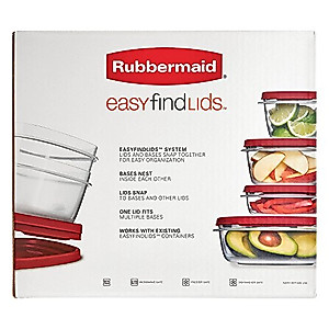 Rubbermaid Easy Find Lids Food Storage-Containers, Racer Red, 50 Piece Set
