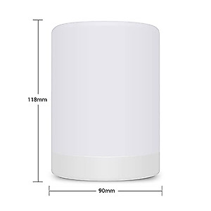 Portable Touch Bedside Nursery Lamp, Night Light,Rechargeable Camping Light, Dimmable Warm Light RGB Color Changing, USB Ports, Night Lights for Bedrooms Kids/Children/Girls, by Zapex 1001 White