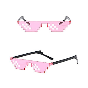 HSSUNSINE 10 Pack Thug Life Sunglasses 8 Bit Pixel Mosaic Glasses Photo Props Unisex Sunglasses for Men Women (10 pack colored mixed)