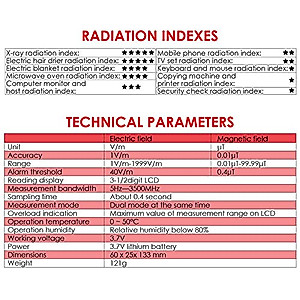 EMF Meter Digital Electromagnetic Field Radiation Detector with Sound Light Alarm Function, Rechargeable Handheld EMF Tester for Electric Magnetic Field Inspection, Home, Office and Ghost Hunting