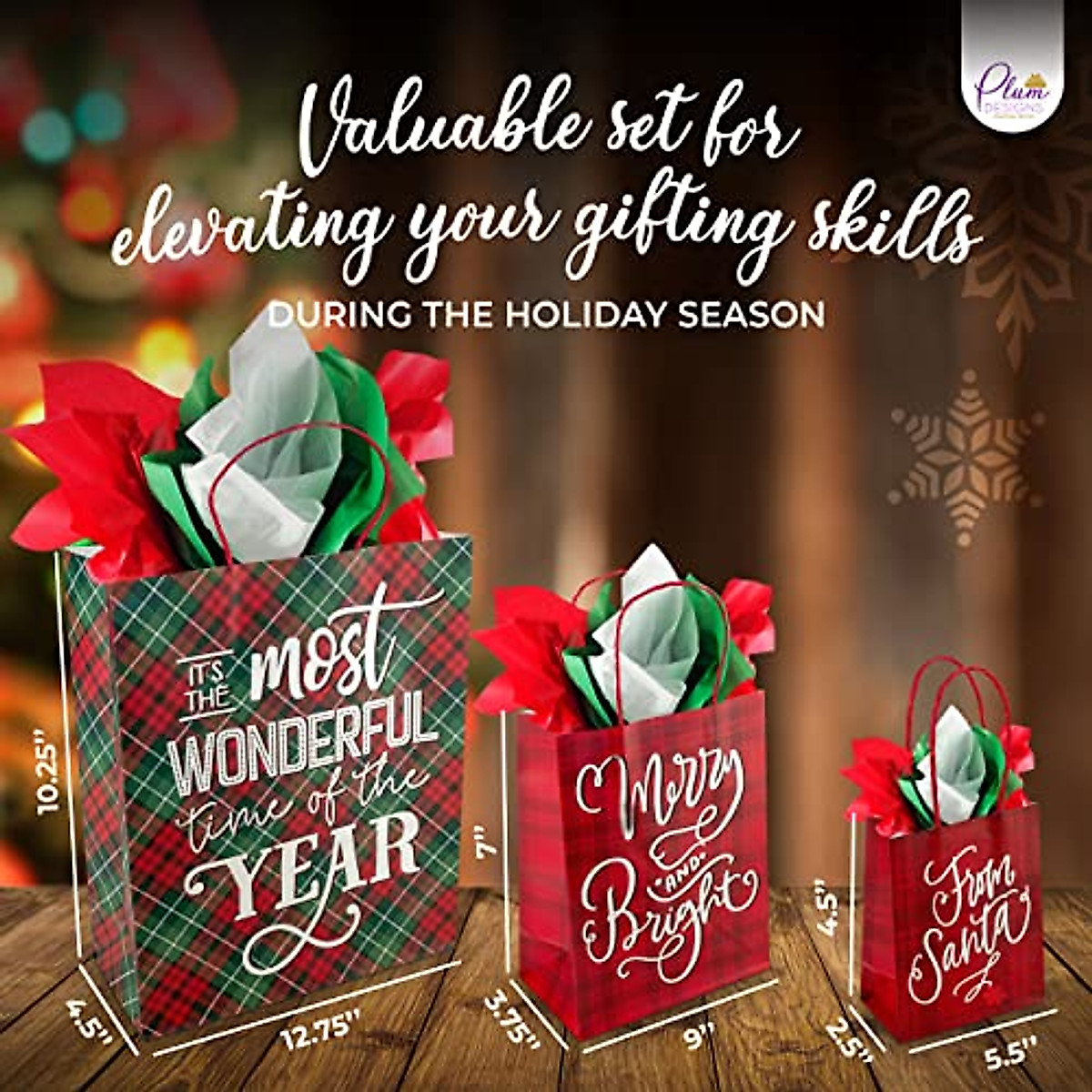 Christmas Gift Bags Assorted Sizes-24 Christmas Bags Bulk -Christmas Bags for Gifts with Christmas Tissue Paper Gift Wrap- Assorted Holiday Gift Bags for Christmas - Xmas Holiday Bags for Gifts