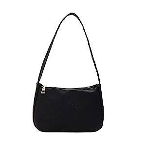 PATOPO Fashion Ladies Shoulder Bags Soft PU Leather Clutch Purses and Handbags Women's Underarm Bags Solid Color Hand Bags Black