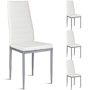 COSTWAY PU Leather Dining Side Chairs, White
