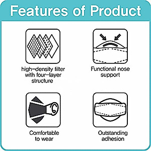 TVRtyle 50PCS 5 Color Adult KF94 Mask 3D Design 4-Layers Breathable KF94 Mask Black Cup Dust Mask for Outdoor Daily Use (50pcs, 5 Color) (100PCS, White+Black)