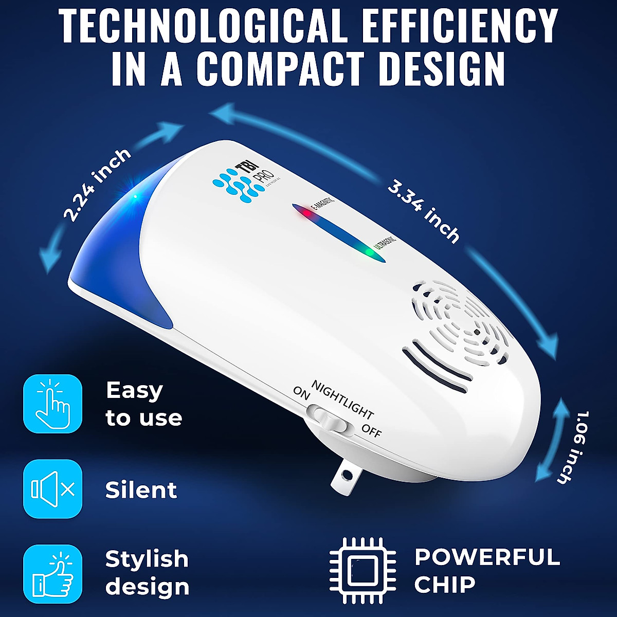 Effective Ultrasonic Pest Repeller - Wall Plug-in Electromagnetic & Ionic - Ant Fly Mosquito Mouse Rats Roach Repellent indoor - Cockroach Control Safe Quiet Electronic Device - 3000 Sq.ft (2-Pack)