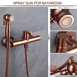 MINJING Bathroom Bidet Sprayer Rose Gold, Handheld Bidet Sprayer for Toilet, Single Handle Wall Mount Heated Bidet Faucet, Bidet Attachment