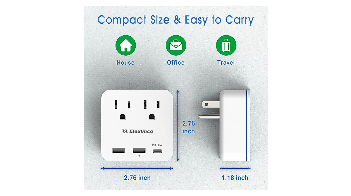 Elexlinco Cruise Power Strip - 5 Outlet Surge Protector