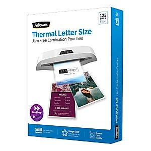 Fellowes® ImageLast Premium UV Thermal Laminating Pouches, Letter Size, 5 Mil, 9" x 11-1/2", Clear, Pack of 125 Pouches