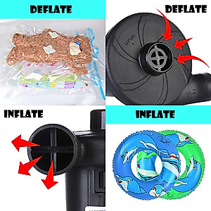 IEasⓄn Air Pump, Car Home Dual-use Air Pump Air Mattress Pump for Inflatable Blow up Pool Raft Bed Boat Toy Exercise Ball AC Inflator Deflator with 3 Nozzles,100-240V (Black)