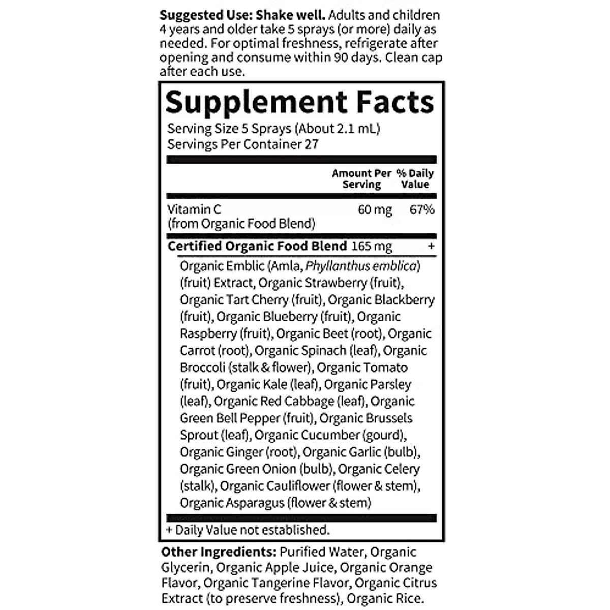 Garden of Life Organic Vitamin C for Kids and Adults, mykind Organics Vitamin C Spray for Skin Health - Orange Tangerine, Vitamin C Supplement Antioxidant for Immune Support, 2 fl oz Liquid Drops