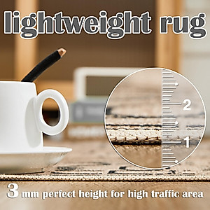 jinchan Runner Rug 2x8 Area Rug Recycled Boho Chic Jute Rug Indoor Outdoor Floor Cover Print Floral Rug Black Accent Rug for Living Room Bedroom Dining Room Patio Garden