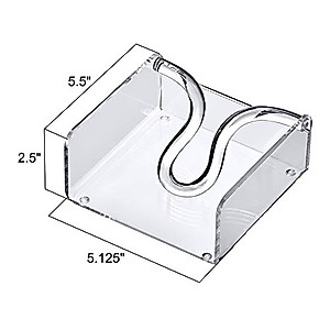 Amazing Abby Acrylic Cocktail Napkin Holder (5.0"x5.0"), Clear Plastic Napkin Dispenser with Weighted Arm and Non-Slip Pads, Great for Kitchen Counter, Dining Table, Bathroom Vanity, and More