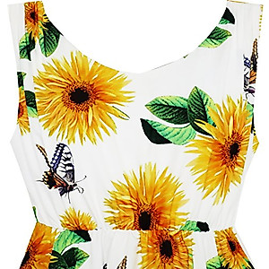 JE32 Girls Dress Sunflower Butterfly Hanky Hem Party Beach Necklace Size 8,Yellow,