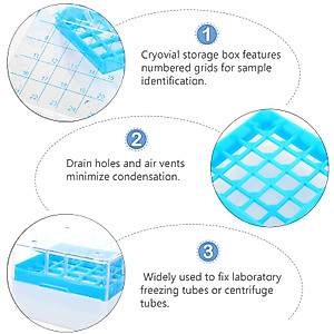 iplusmile Polycarbonate Freezer Boxes 25- grids Freezing Cryovial Storage Box Polycarbonate CryoBox Vial Rack Microcentrifuge Tube Box