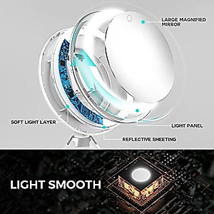 Updated 10x Magnifying Lighted Makeup Mirror with Touch Control LED Lights, 360 Degree Rotating Arm, and Powerful Locking Suction Cup, Portable Magnifying Mirror for Home, Bathroom Vanity, and Travel